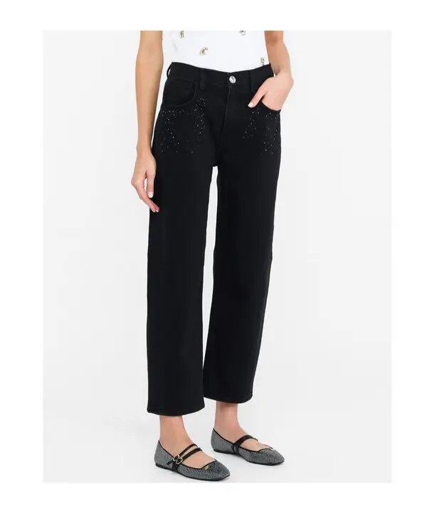Liu Jo Embellished Cropped Boyfriend Jeans