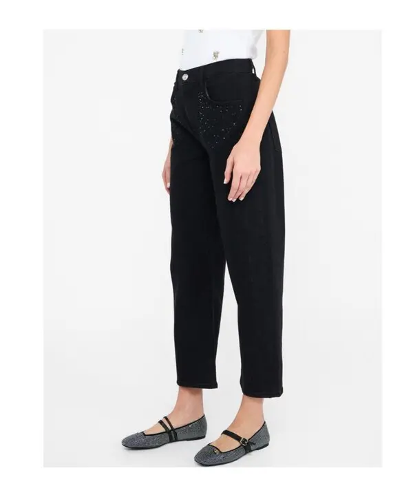 Liu Jo Embellished Cropped Boyfriend Jeans