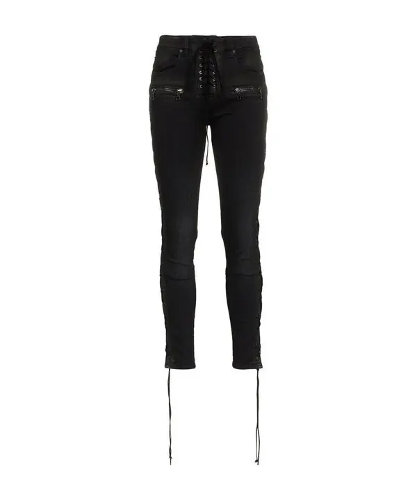 BEN TAVERNITI UNRAVEL PROJECT Side-laced Skinny Jeans - Black