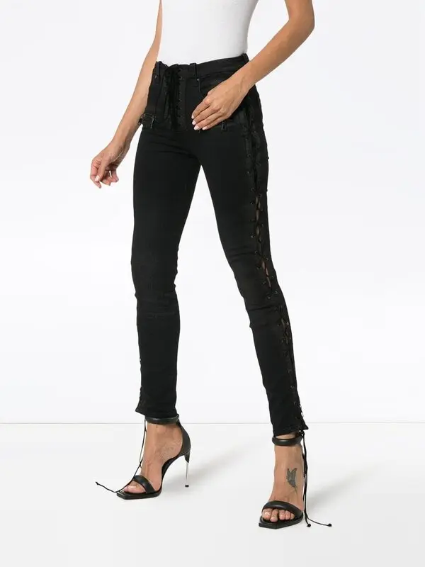 BEN TAVERNITI UNRAVEL PROJECT Side-laced Skinny Jeans - Black