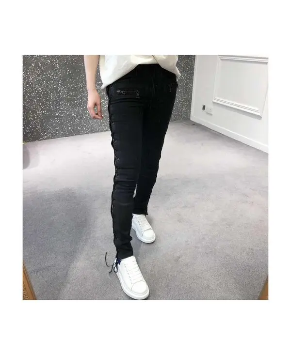 BEN TAVERNITI UNRAVEL PROJECT Side-laced Skinny Jeans - Black