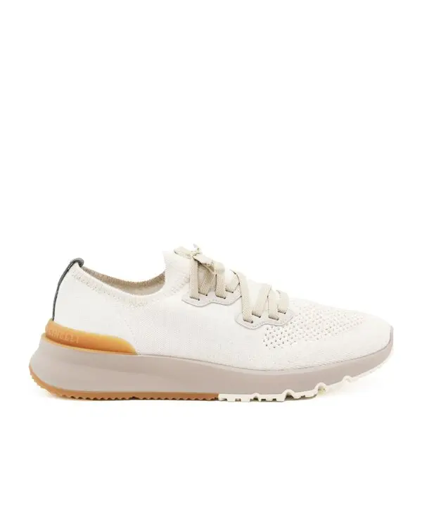 Brunello Cucinelli Knitted Low-top Lace-up Sneakers - White