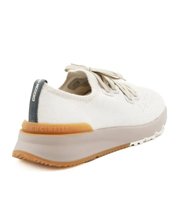 Brunello Cucinelli Knitted Low-top Lace-up Sneakers - White