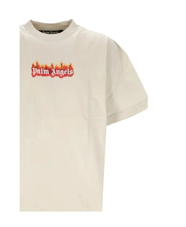 Palm Angels Burning Logo Print T-shirt