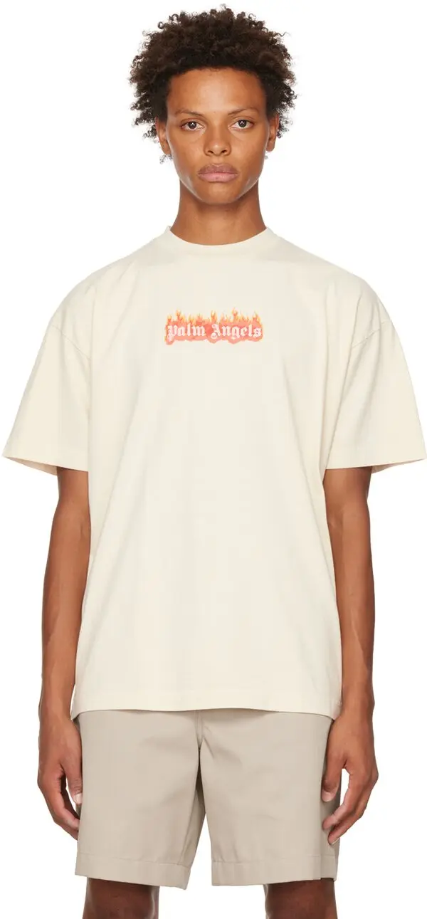Palm Angels Burning Logo Print T-shirt