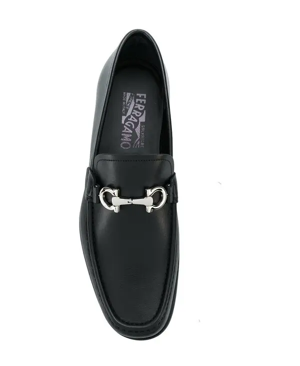 FERRAGAMO Leather Horsebit Loafers - Black