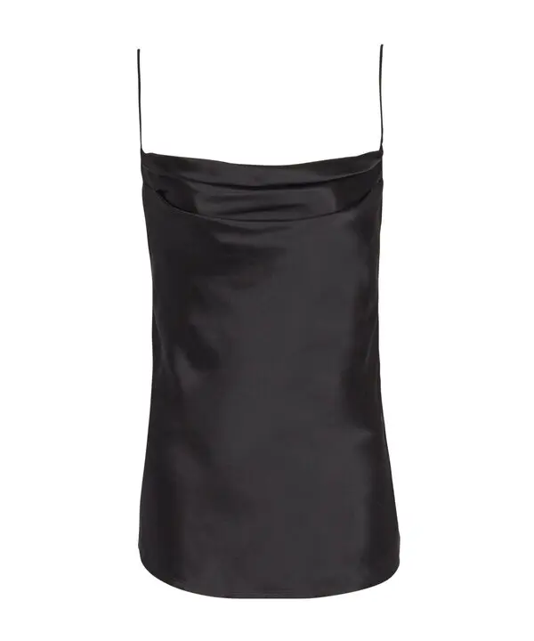 Balmain Draped Satin Top - Black