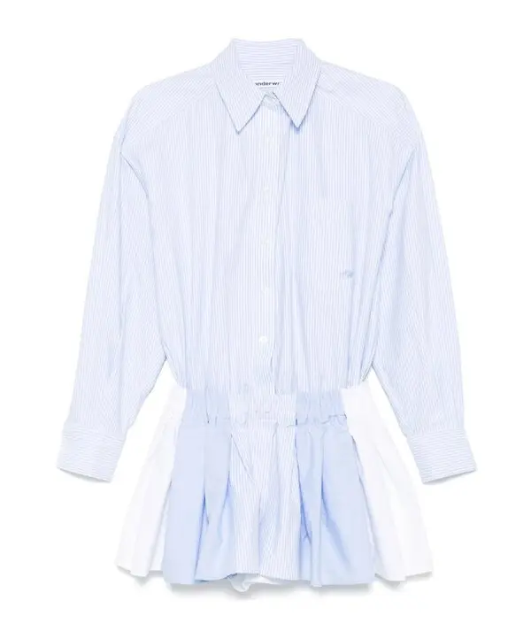 Alexander Wang Pleated Boxer Romper Jumpsuit - Light Blue