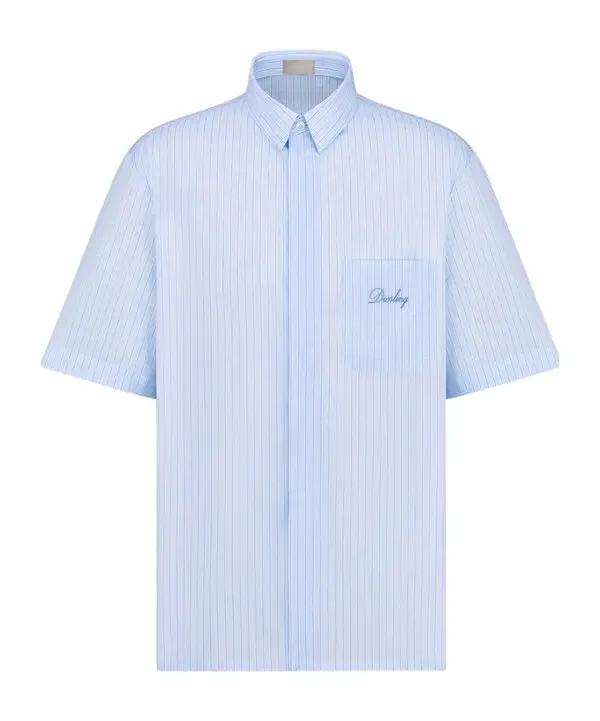 Dior Short-sleeved Shirt With Diorling Embroidery - Blue