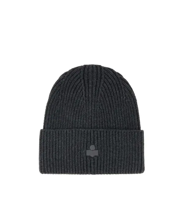 Isabel Marant Étoile Logo Embroidered Knit Beanie - Charcoal
