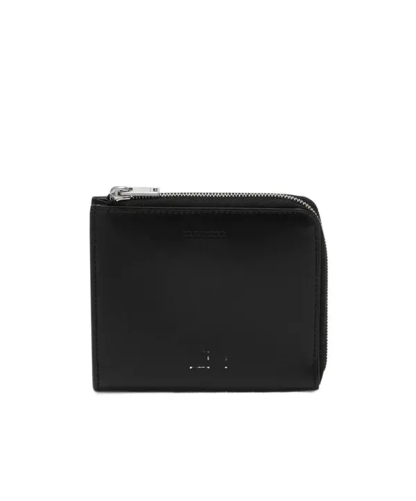 JIL SANDER Logo Embossed Zipped Cardholder - Black