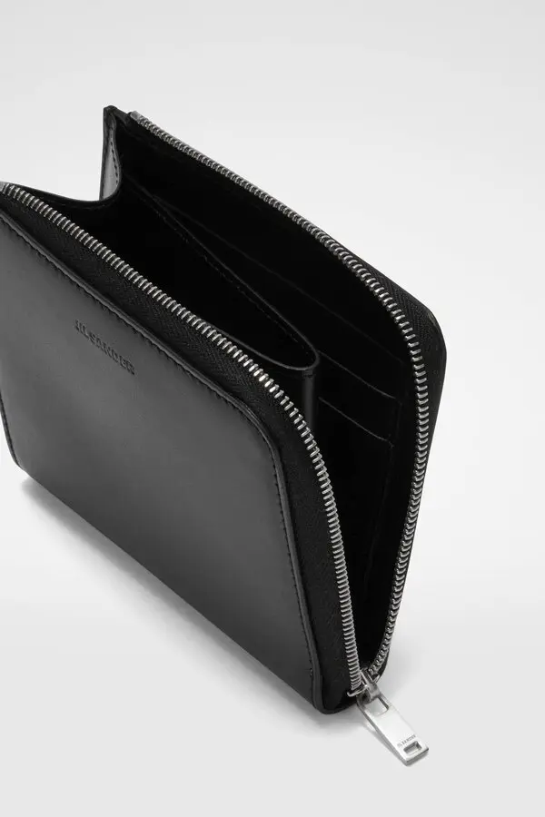 JIL SANDER Logo Embossed Zipped Cardholder - Black