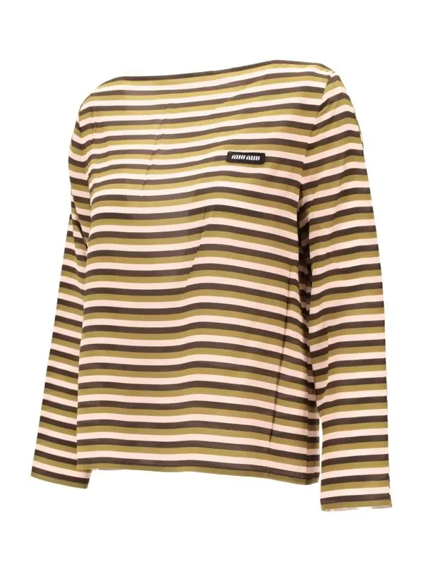 Miu Miu Striped Logo Patch T-shirt - Multi-color
