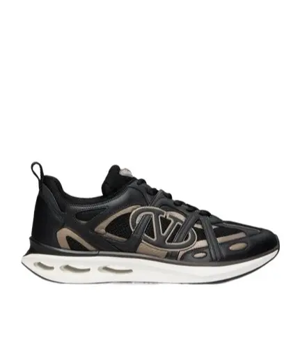 Valentino Garavani Vlogo Easyjog Lace-up Sneakers - Black/khaki