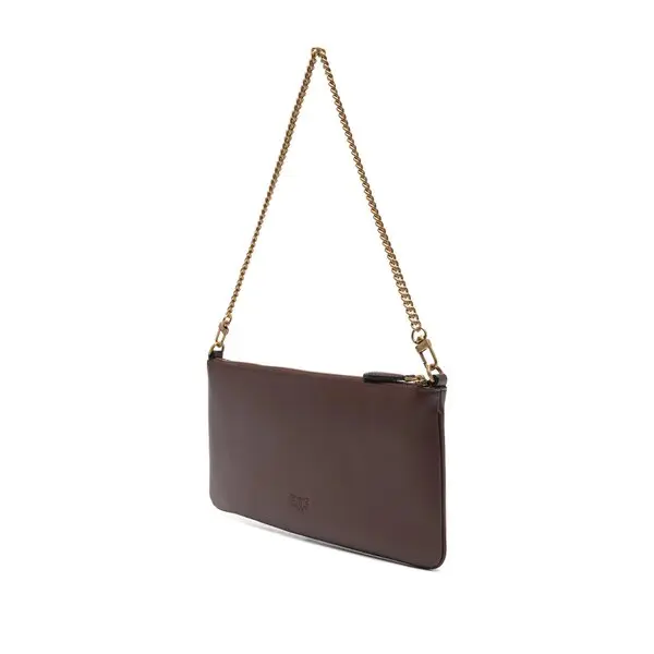 Pinko Horizontal Flat Shoulder Bag With Chain Strap - Black