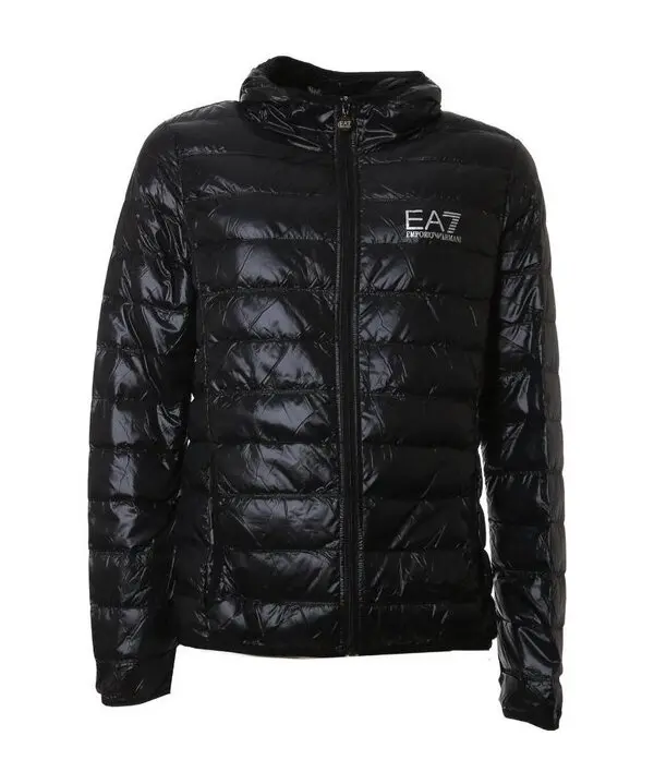 EA7 Quilted Down Jacket With Logo Detail