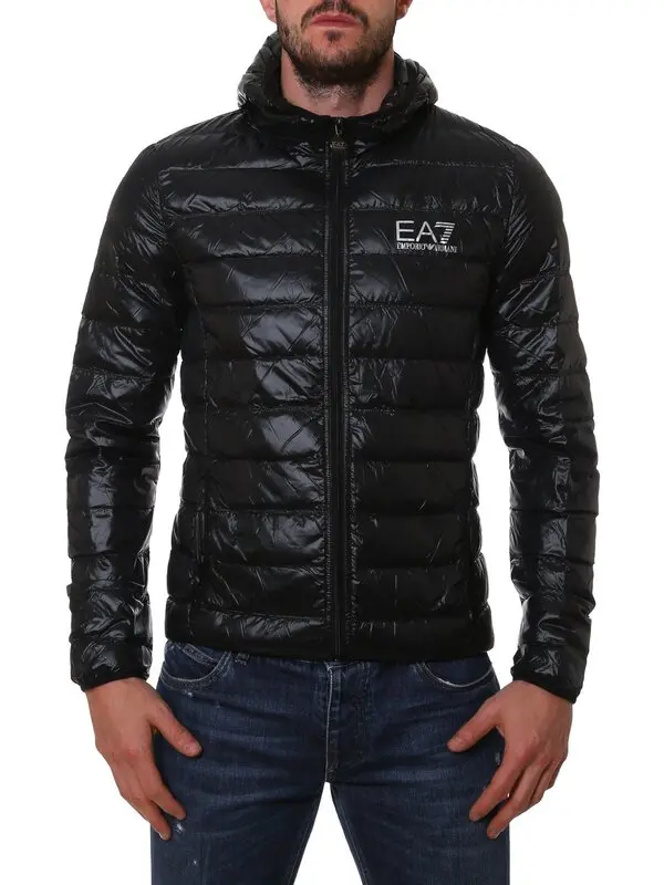 EA7 Quilted Down Jacket With Logo Detail