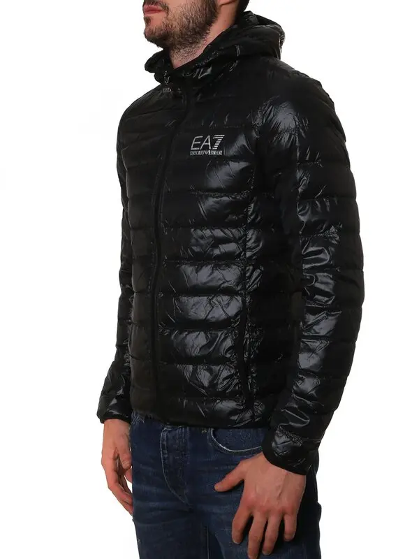 EA7 Quilted Down Jacket With Logo Detail