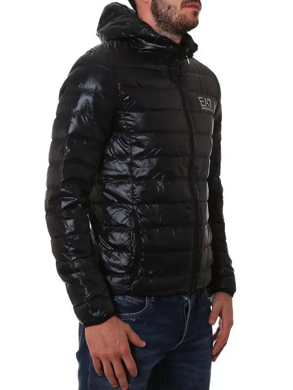 EA7 Quilted Down Jacket With Logo Detail