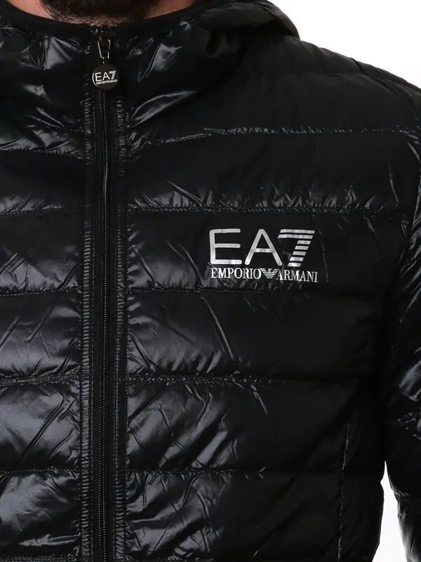 EA7 Quilted Down Jacket With Logo Detail