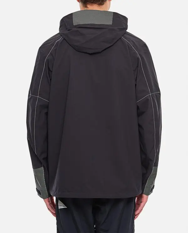 AND WANDER Logo Printed Hooded Jacket - Black