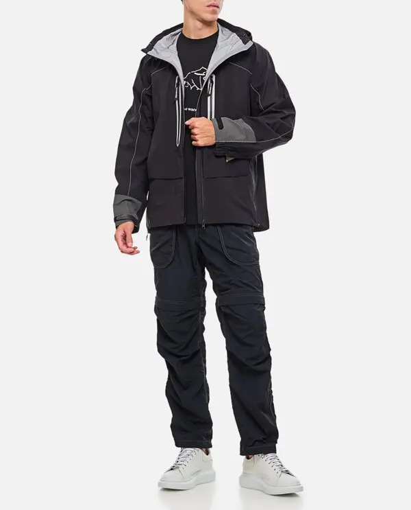 AND WANDER Logo Printed Hooded Jacket - Black