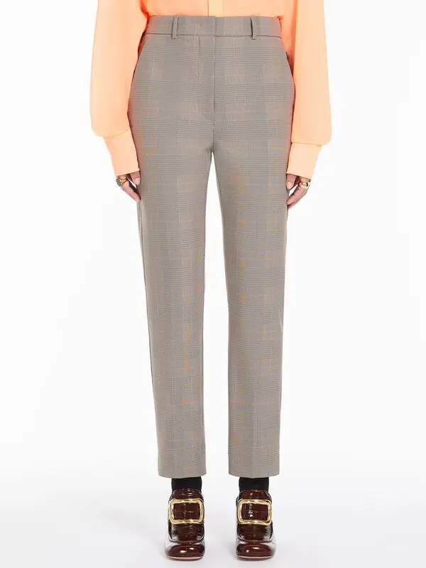 Sportmax Plaid Straight Leg Trousers With Side Slits