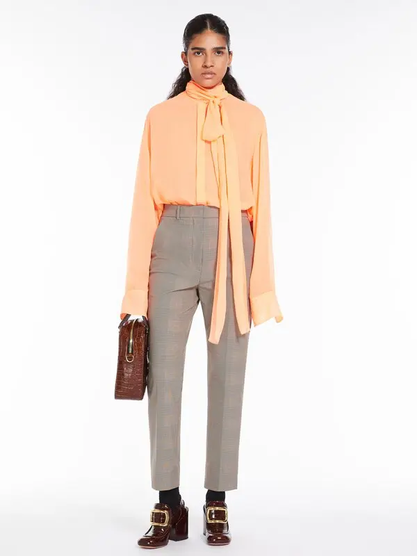 Sportmax Plaid Straight Leg Trousers With Side Slits