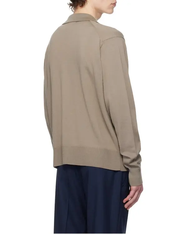 Ami Button-front Lapel Knit Jumper - Grey