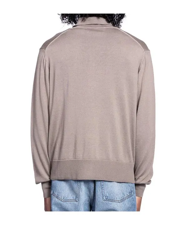 Ami Button-front Lapel Knit Jumper - Grey