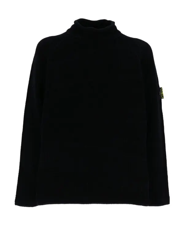 Stone Island Logo Patch Knit Jumper - Blue