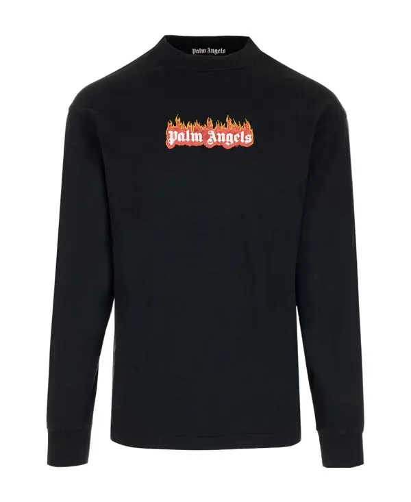 Palm Angels Burning Logo-print Long-sleeve T-shirt