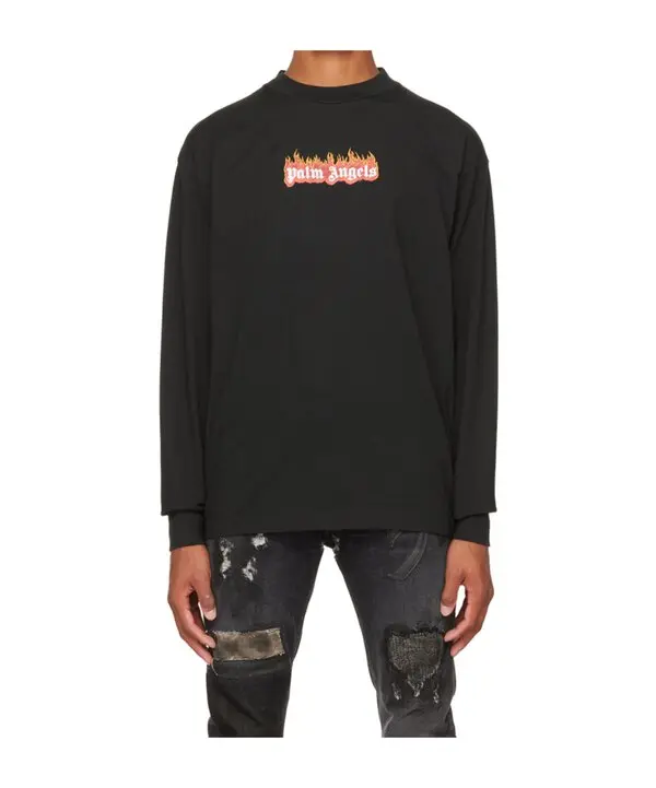 Palm Angels Burning Logo-print Long-sleeve T-shirt