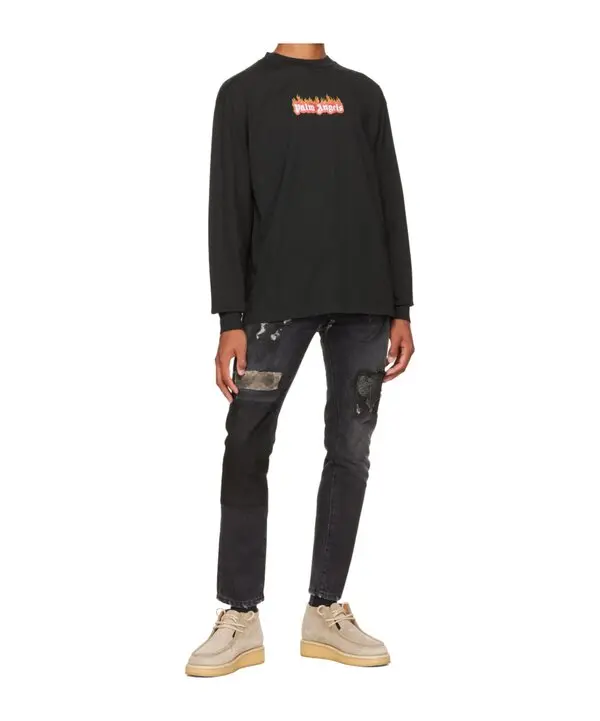 Palm Angels Burning Logo-print Long-sleeve T-shirt