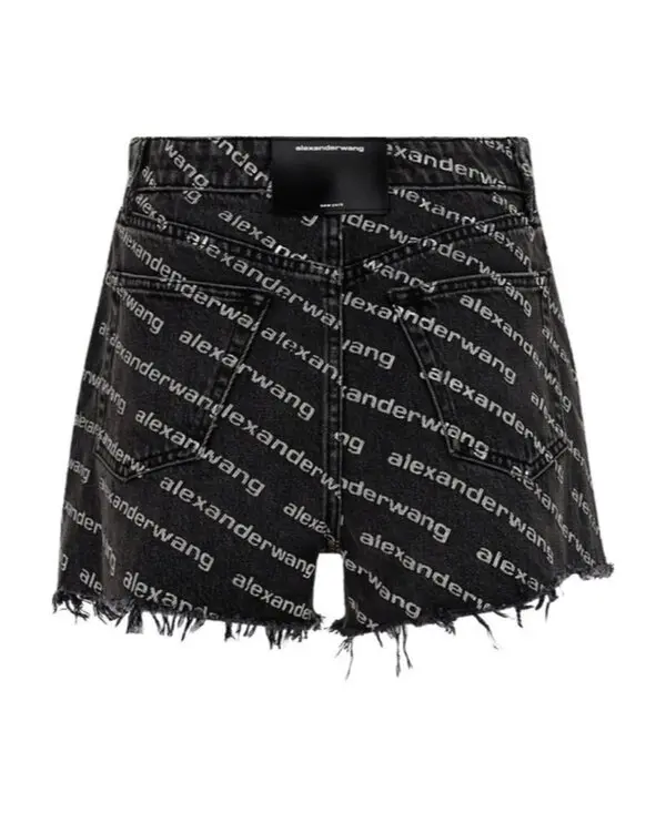 Alexander Wang Printed Logo Denim Shorts