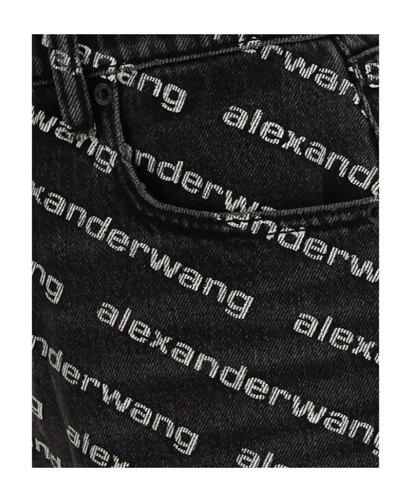 Alexander Wang Printed Logo Denim Shorts
