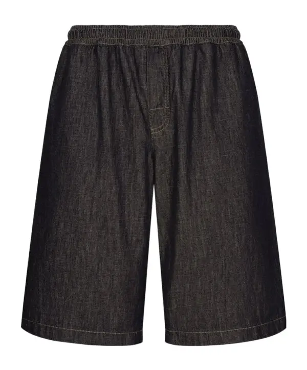 Dolce & Gabbana Logo Embroidered Denim Jogging Shorts - Blue