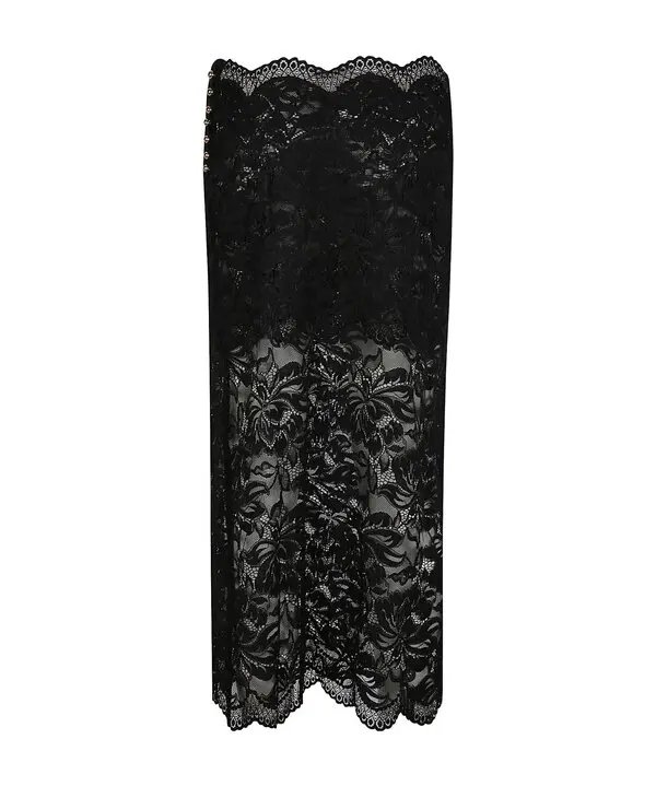 Rabanne High-waist Floral Lace Midi Skirt - Black