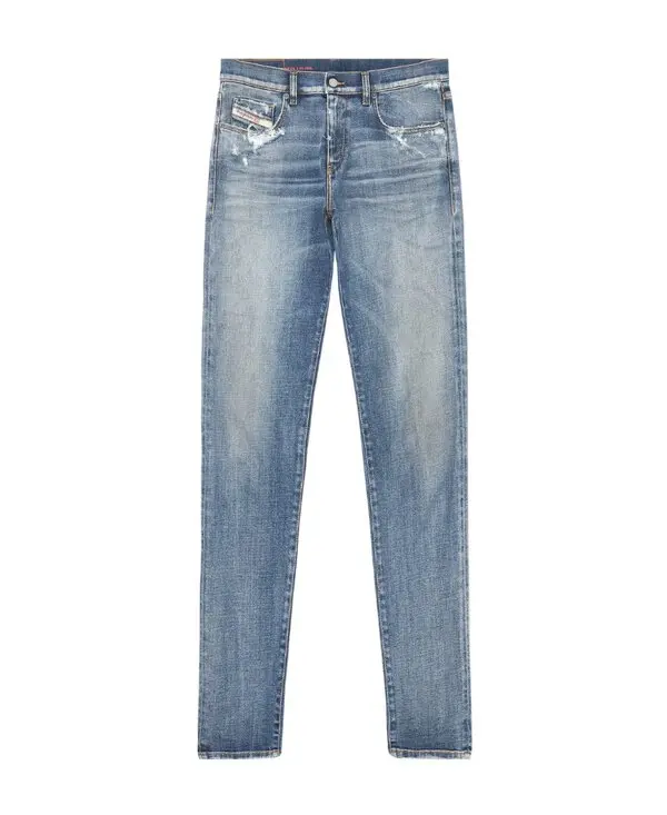 DIESEL® D-strukt Distressed Fitted Jeans - Blue