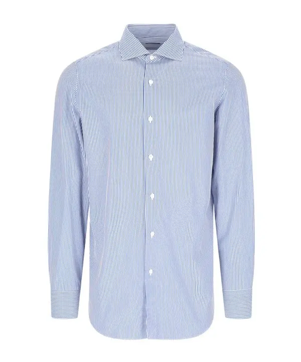FINAMORE 1925 Striped Dress Shirt - Blue