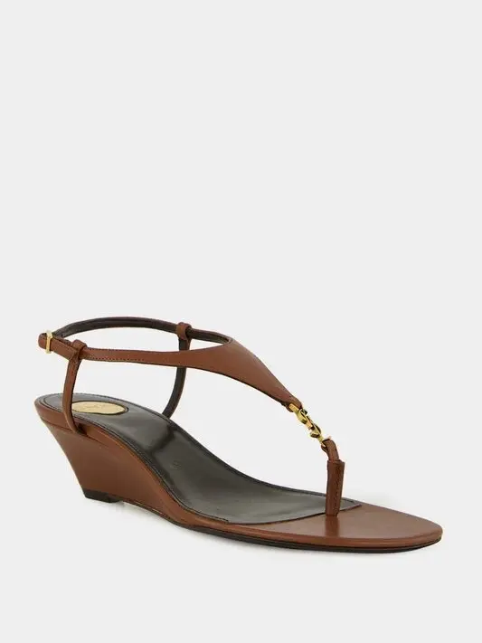 Saint Laurent Cassandre Plaque Leather Sandals