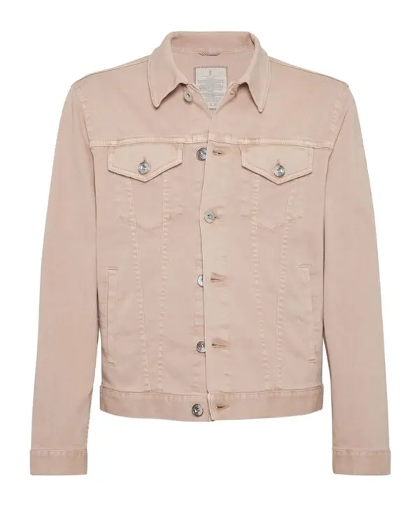Brunello Cucinelli Buttoned Slim-fit Denim Jacket - Light Brown