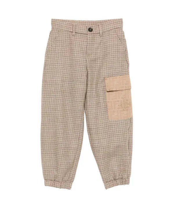 Fendi Checked Belted Cargo Pants - Brown