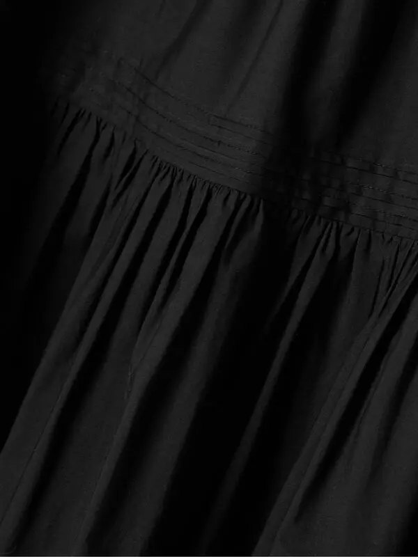 DÔEN High Waist Scalloped Cotton Skirt - Black