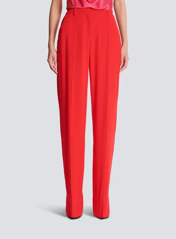 Balmain Crepe Tailored Straight-leg Trousers - Red