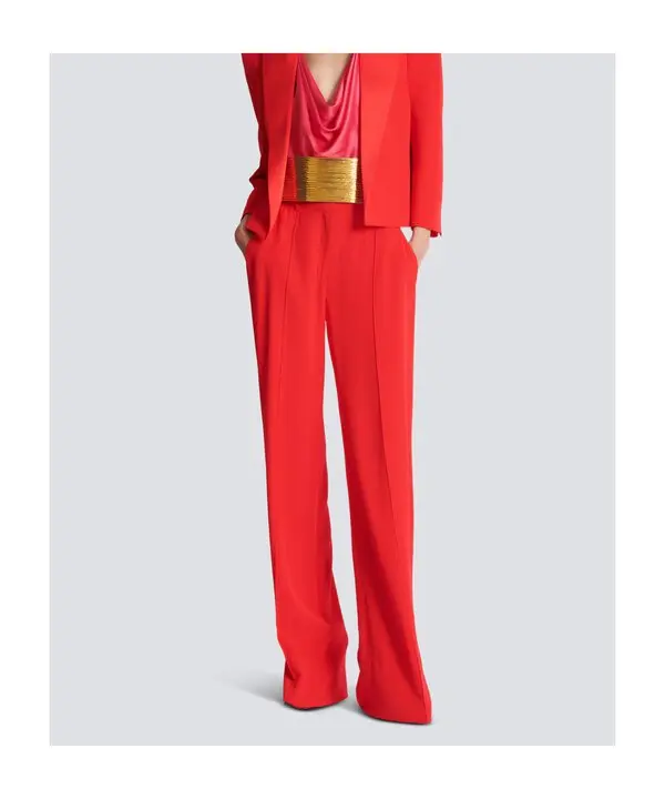 Balmain Crepe Tailored Straight-leg Trousers - Red