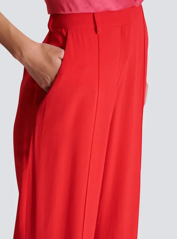 Balmain Crepe Tailored Straight-leg Trousers - Red