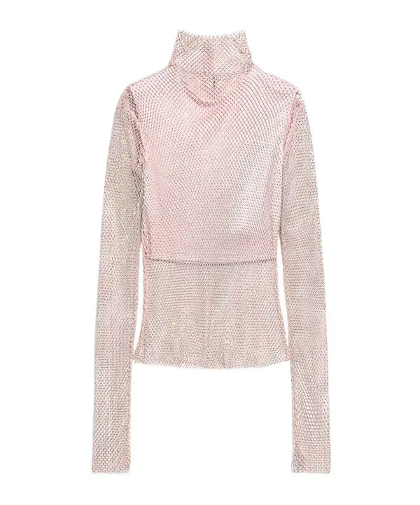 Sportmax Embellished High Neck Long-sleeved Top