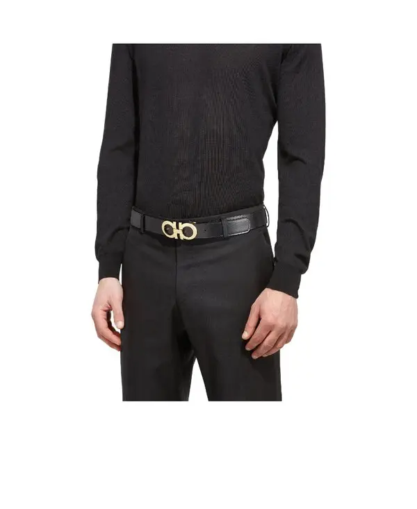 FERRAGAMO Gancini Reversible Belt - Black