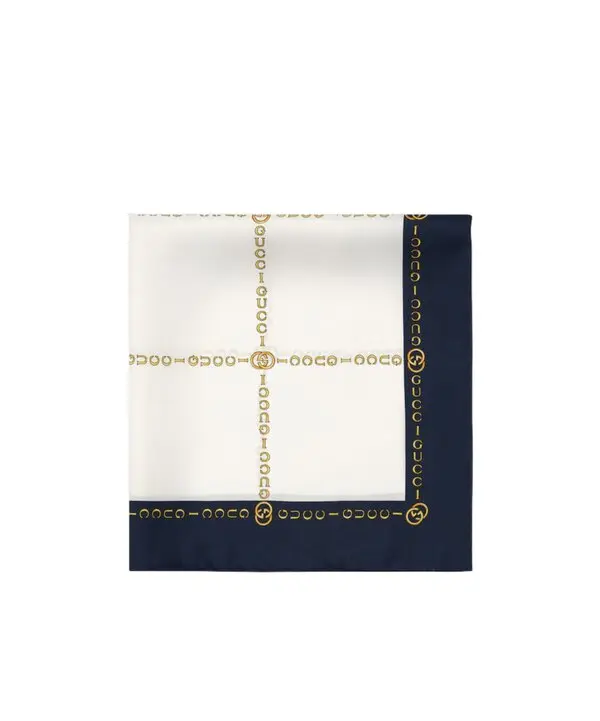 Gucci Interlocking G Chain Silk Pocket Square